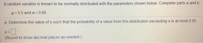 Solved A random variable is known to be normally distributed | Chegg.com