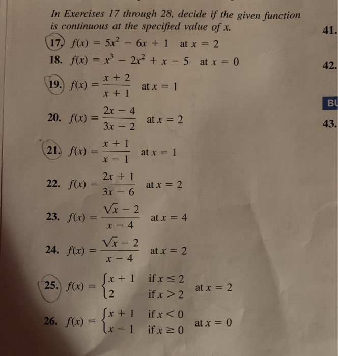 Solved 41. 42. BU In Exercises 17 through 28, decide if the | Chegg.com