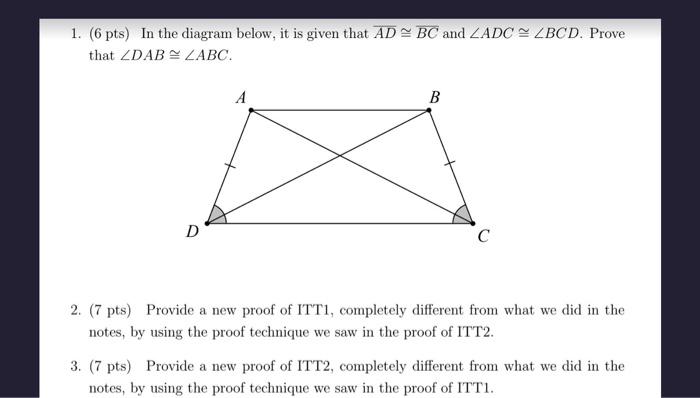 1. (6 pts) In the diagram below, it is given that | Chegg.com