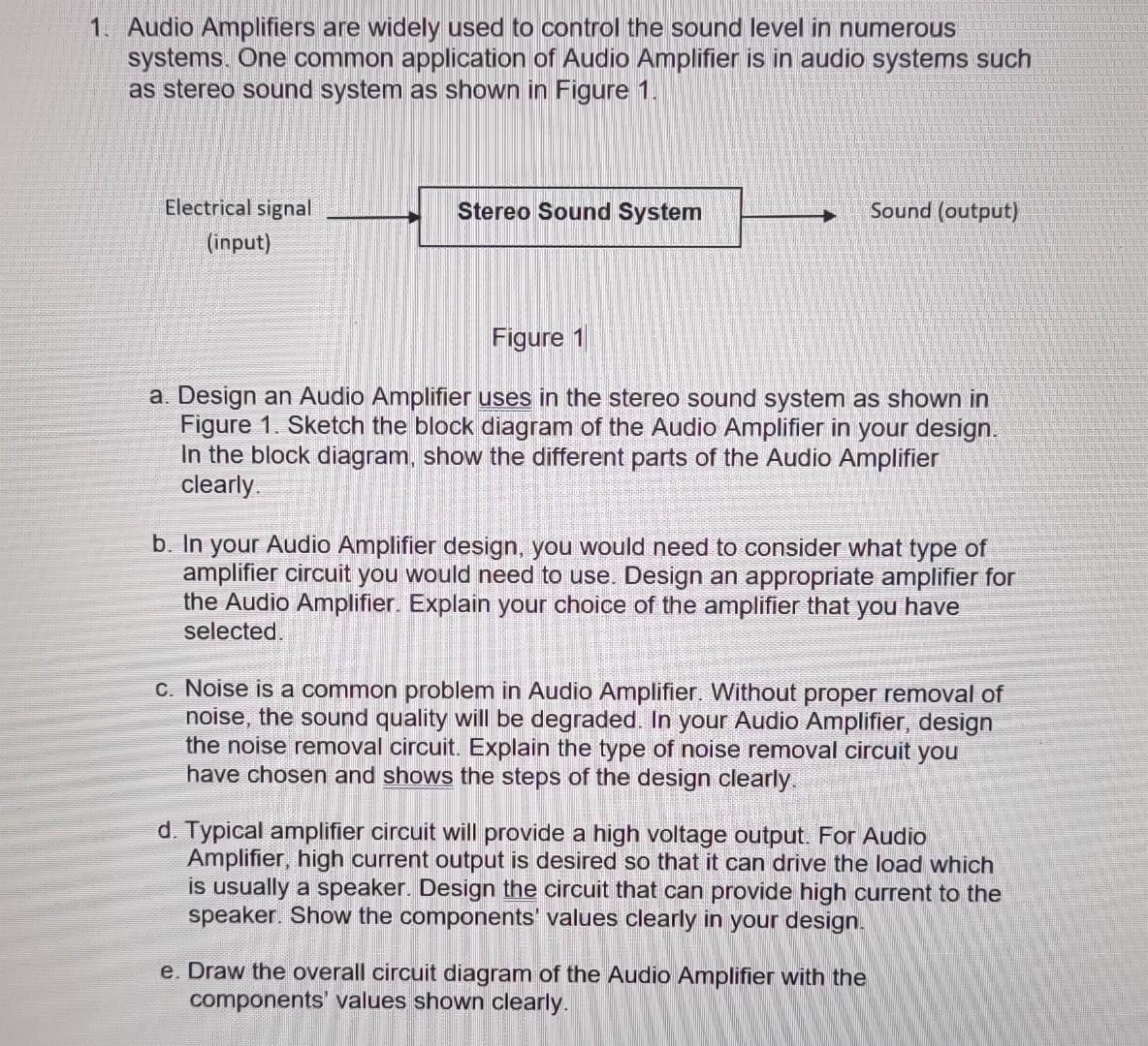Solved Audio Amplifiers are widely used to control the sound | Chegg.com