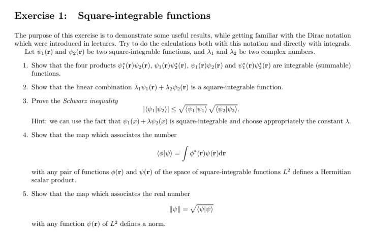 Solved Exercise 1: Square-integrable functions The purpose | Chegg.com