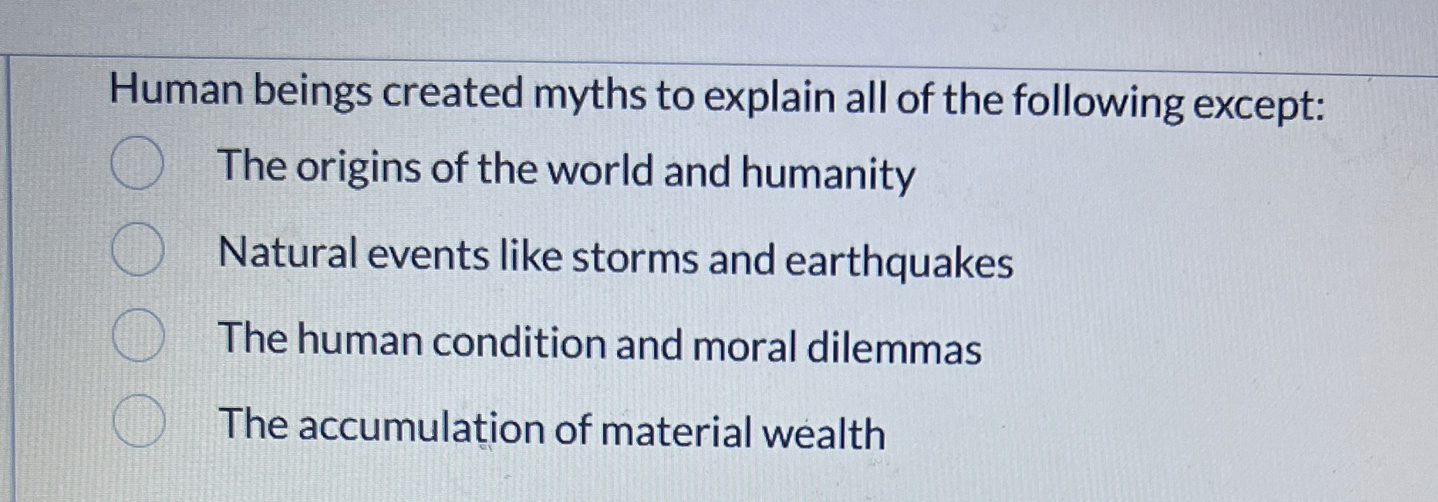 Solved Human beings created myths to explain all of the | Chegg.com