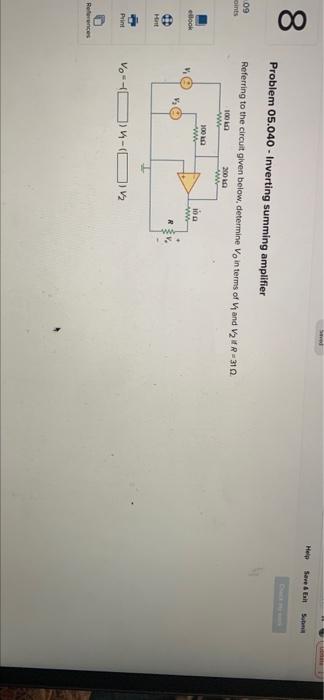 Solved Help Save Sub 8 Problem 05.040 - Inverting summing | Chegg.com