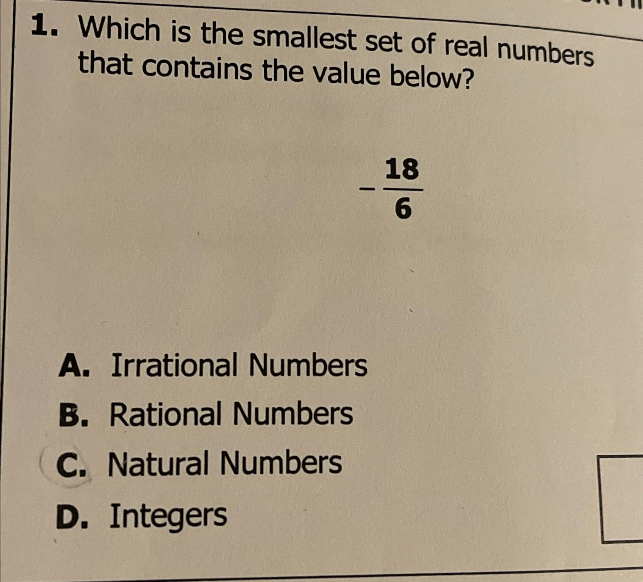 Solved Which is the smallest set of real numbers that | Chegg.com