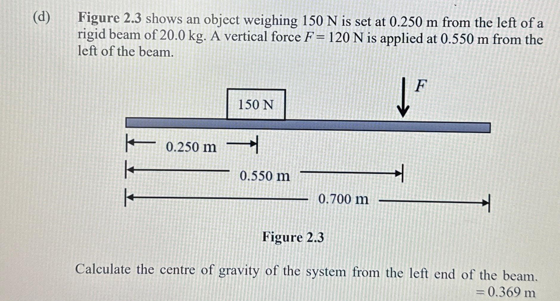 Solved (d) ﻿Figure 2.3 ﻿shows an object weighing 150N ﻿is | Chegg.com