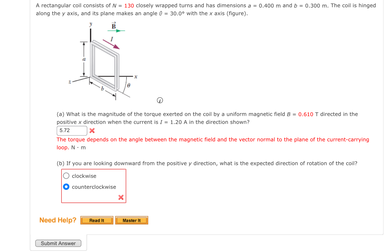 Solved A rectangular coil consists of N=130 ﻿closely wrapped | Chegg.com