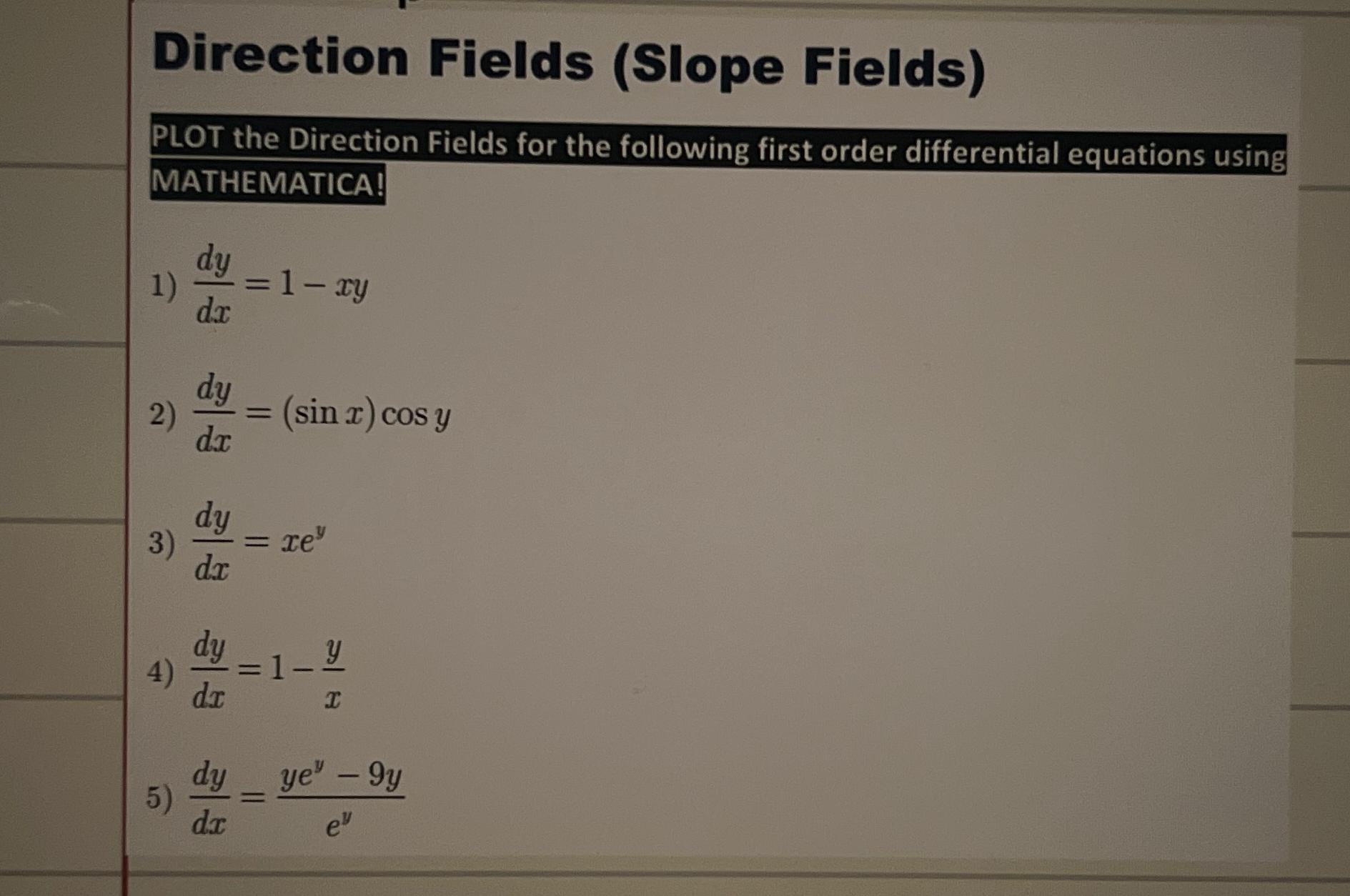 Solved Direction Fields (Slope Fields)\\nPLOT the Direction | Chegg.com