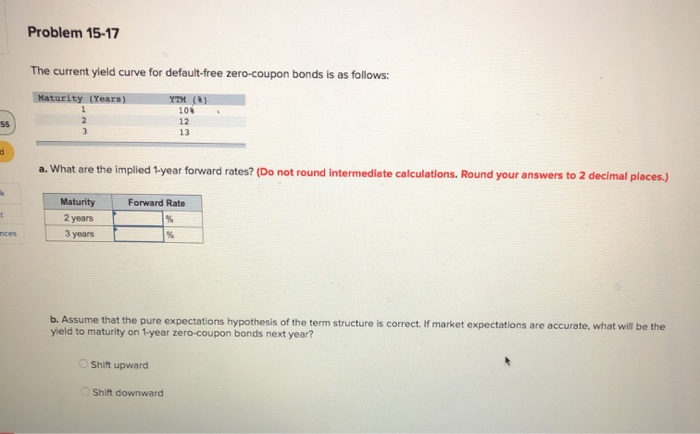 Solved Problem 15-17 The current yield curve for | Chegg.com
