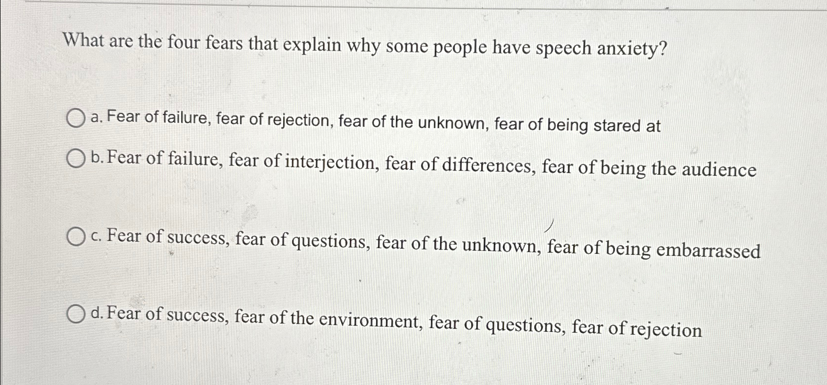 Solved What are the four fears that explain why some people | Chegg.com