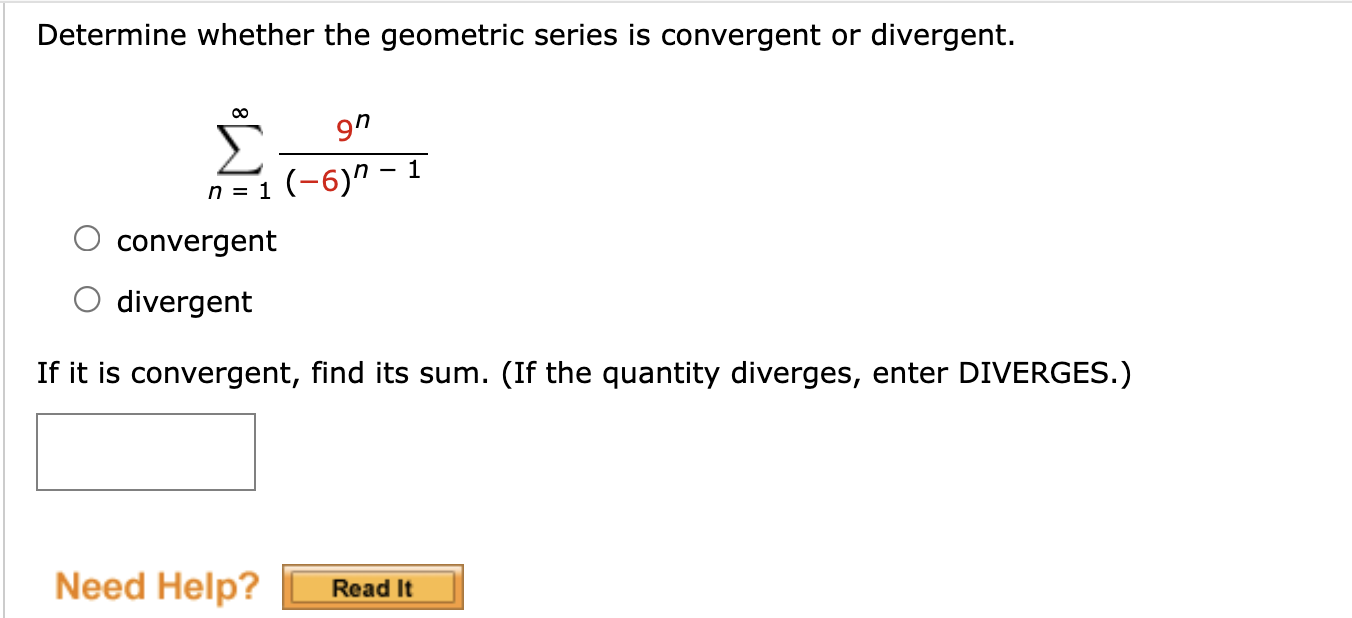 Solved Determine whether the geometric series is convergent | Chegg.com