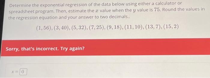 Solved Determine The Exponential Regression Of The Data
