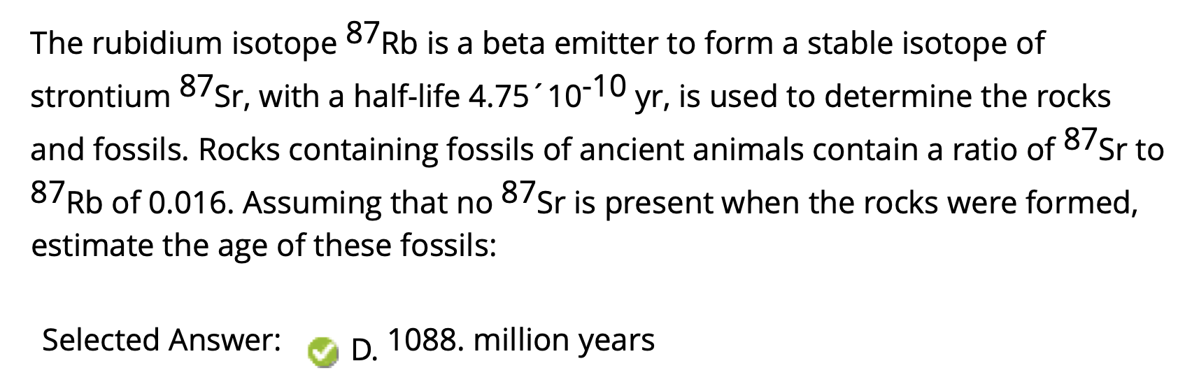 Solved The rubidium isotope ?87R ﻿b is a beta emitter to | Chegg.com