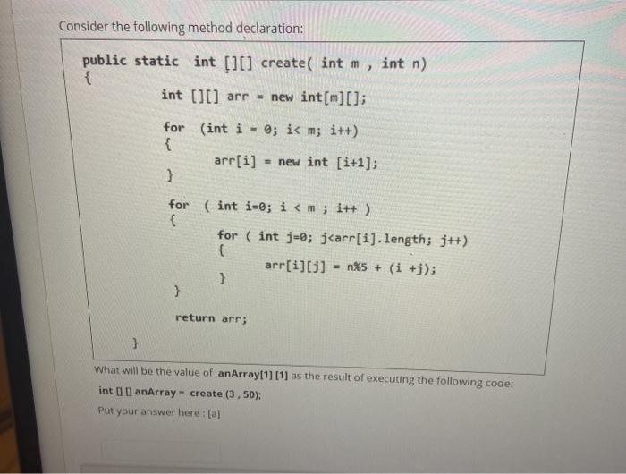 Solved Consider the following method declaration: public | Chegg.com