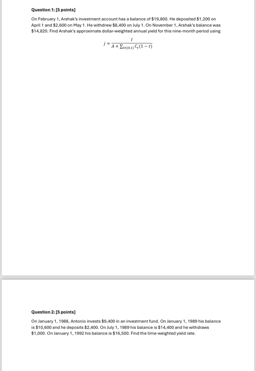 Solved Question 1: [5 ﻿points]On February 1, ﻿Arshak's | Chegg.com