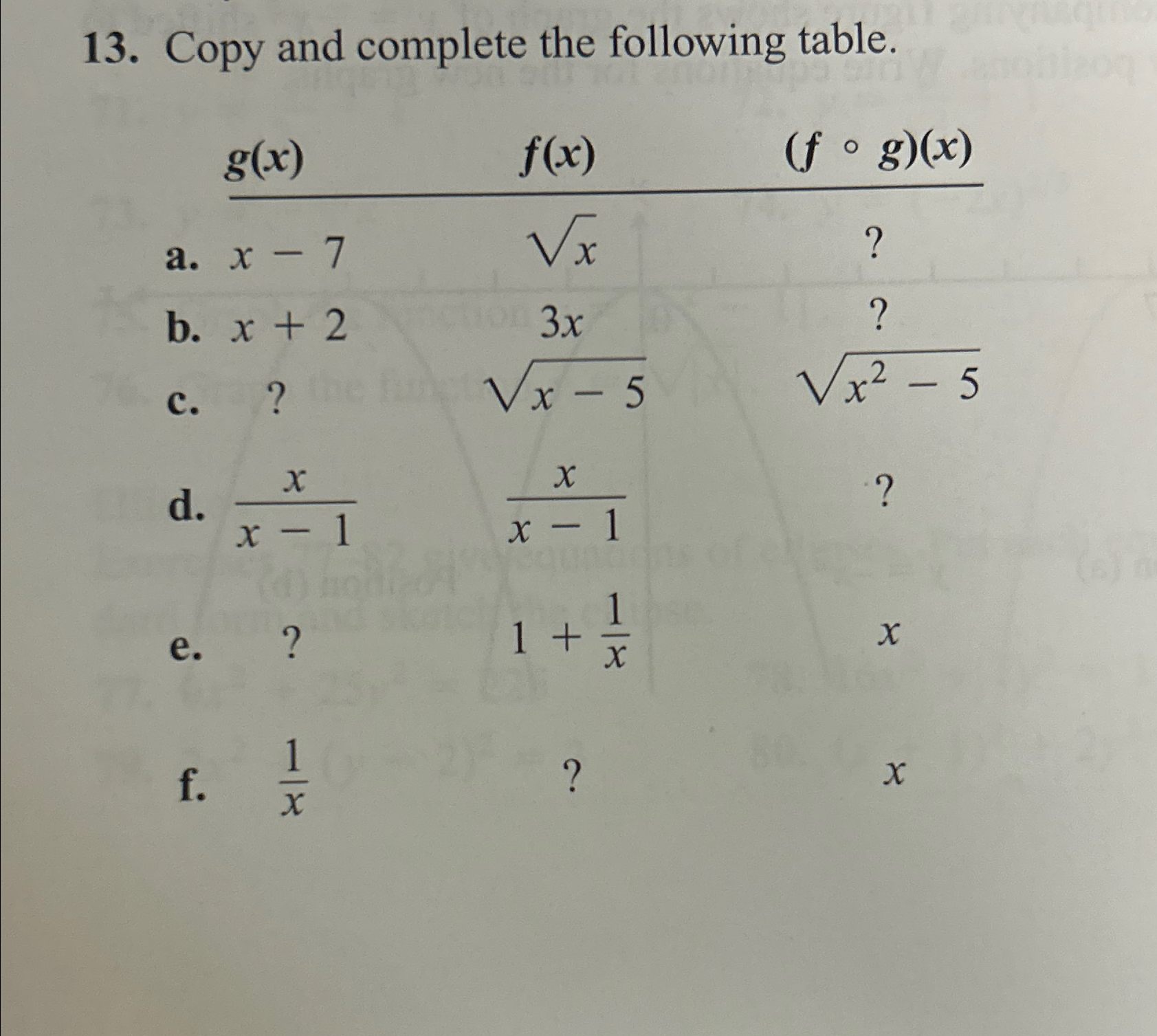 Solved Copy and complete the following | Chegg.com