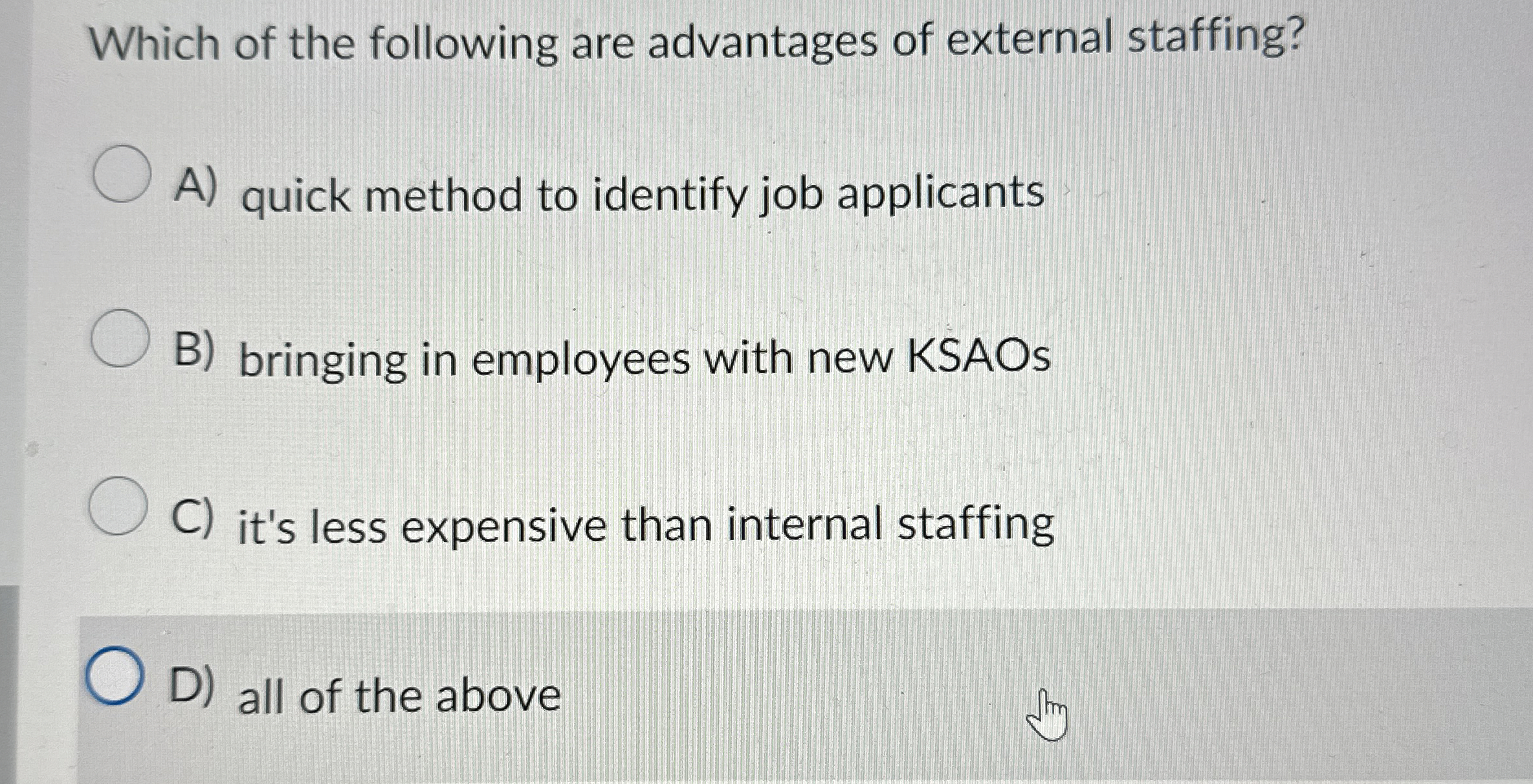 Solved Which of the following are advantages of external | Chegg.com