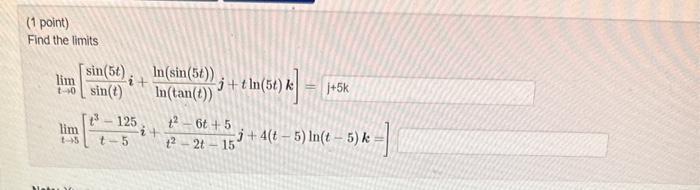 Solved (1 point) Find the limits | Chegg.com