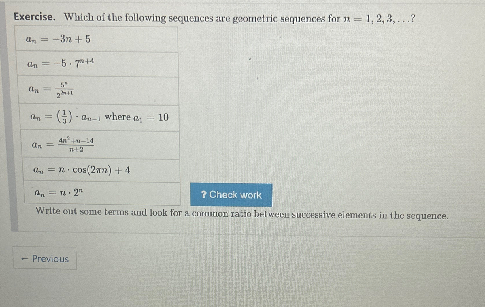 Solved Exercise. Which of the following sequences are | Chegg.com