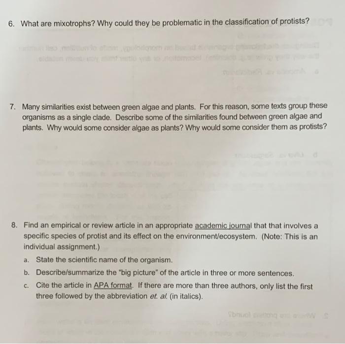 Solved 6. What are mixotrophs? Why could they be problematic | Chegg.com