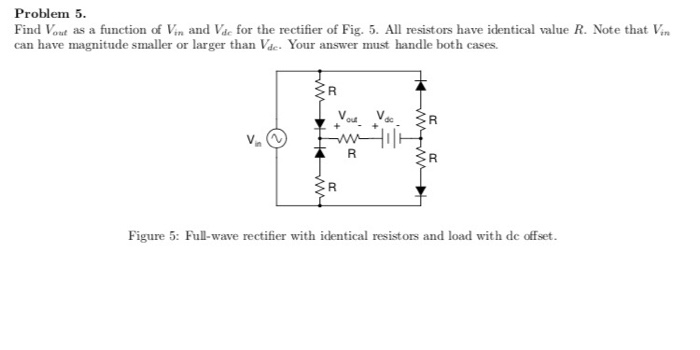 Problem 5. Find Vout as a function of Vin and Vdc for | Chegg.com