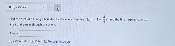 Solved Find the area of a triangle bounded by the y axis, | Chegg.com