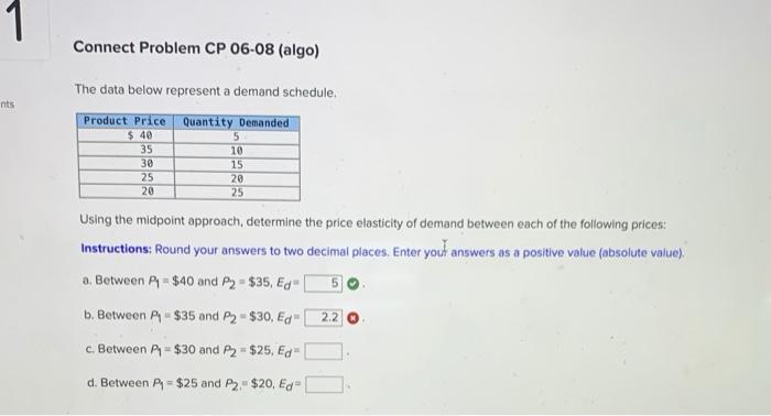 Solved 1 Connect Problem CP 06-08 (algo) nts The data below | Chegg.com