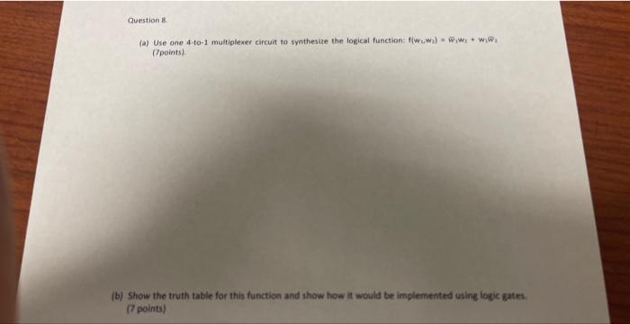 Solved (a) Use one 4-to-1 multiplexer circuit to synthesize | Chegg.com