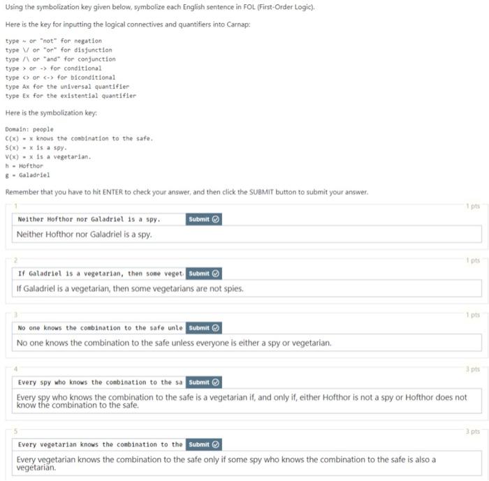 Solved Using the symbolization key given below, symbolize | Chegg.com