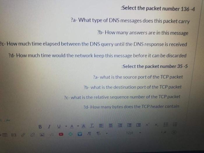 Solved :Select the packet number 136-4 ?a What type of DNS | Chegg.com