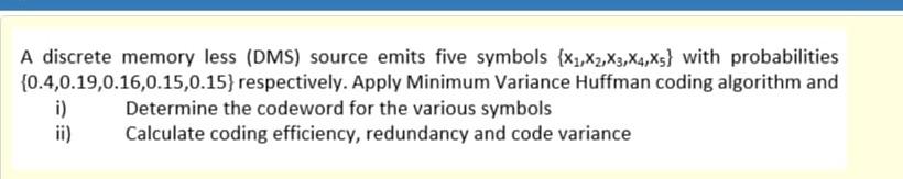 Solved A discrete memory less (DMS) source emits five | Chegg.com