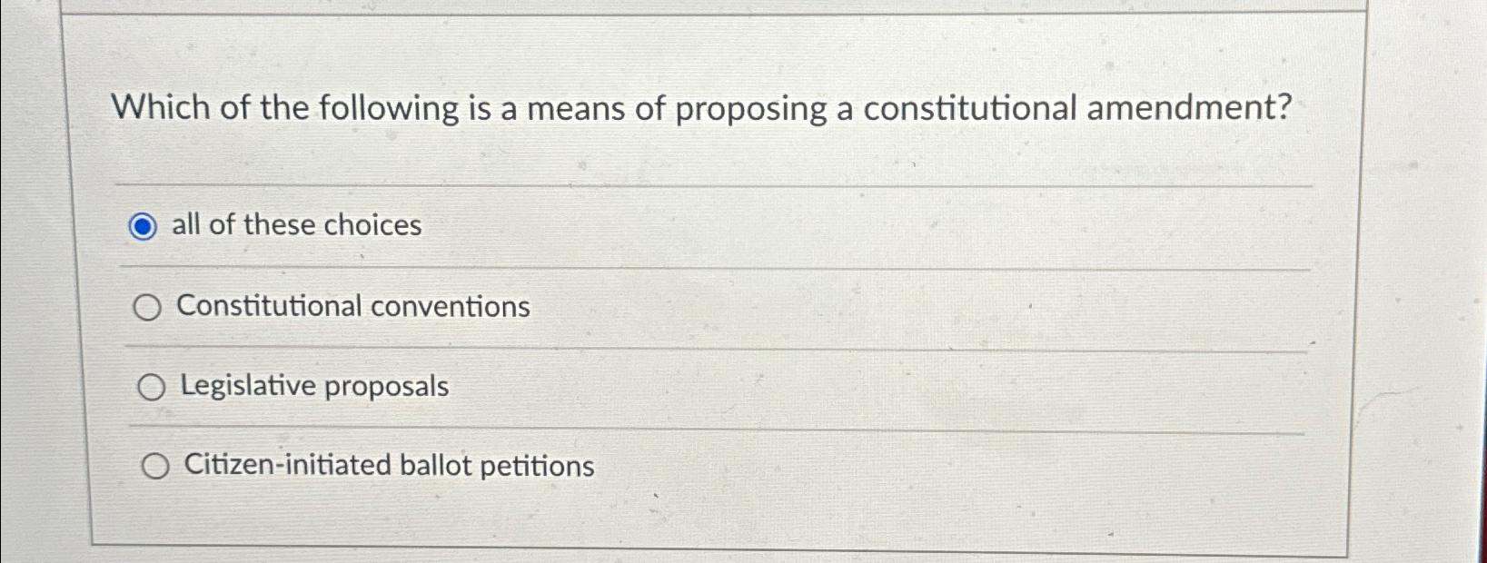 Solved Which of the following is a means of proposing a | Chegg.com