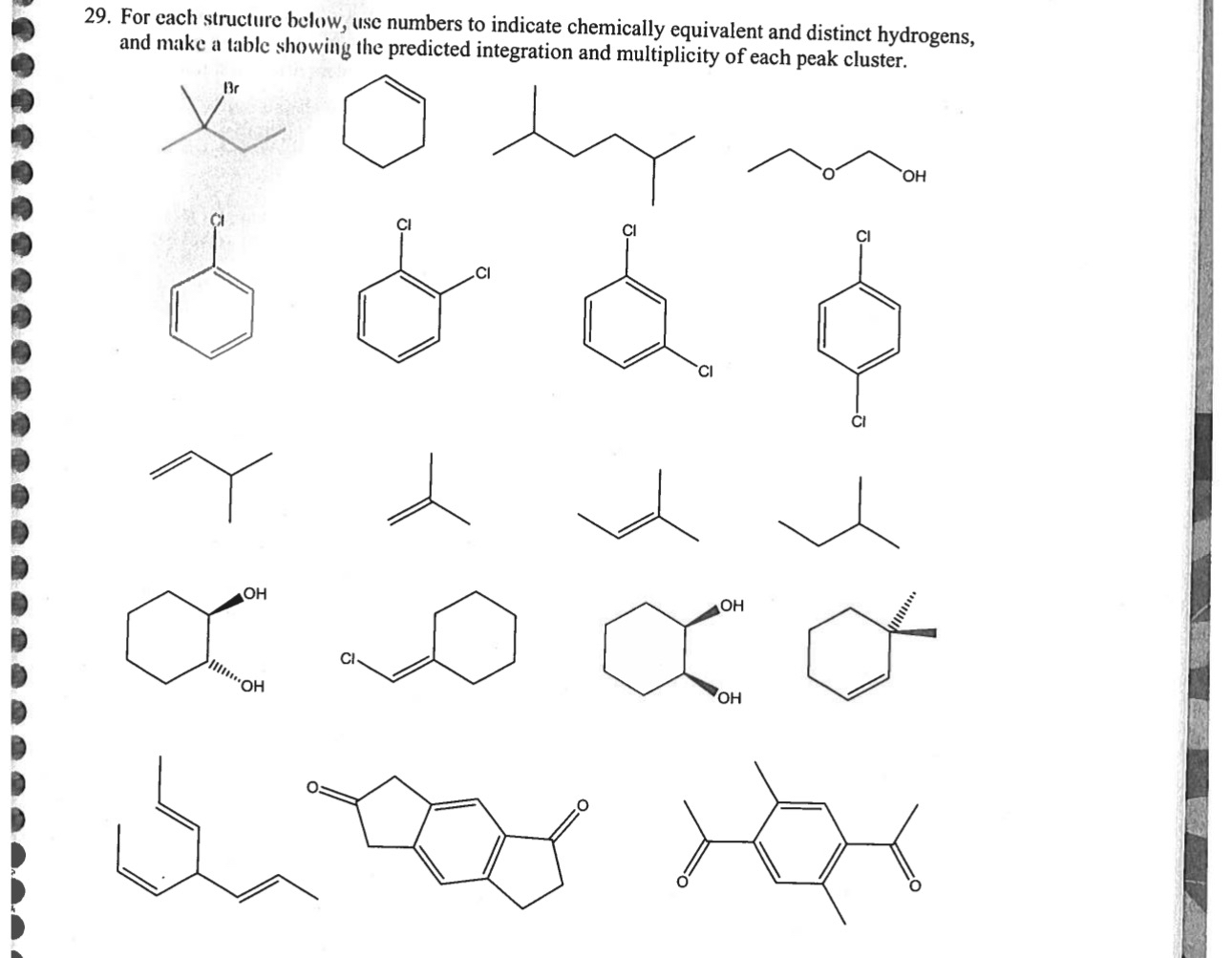Solved For each structure below, use numbers to indicate | Chegg.com