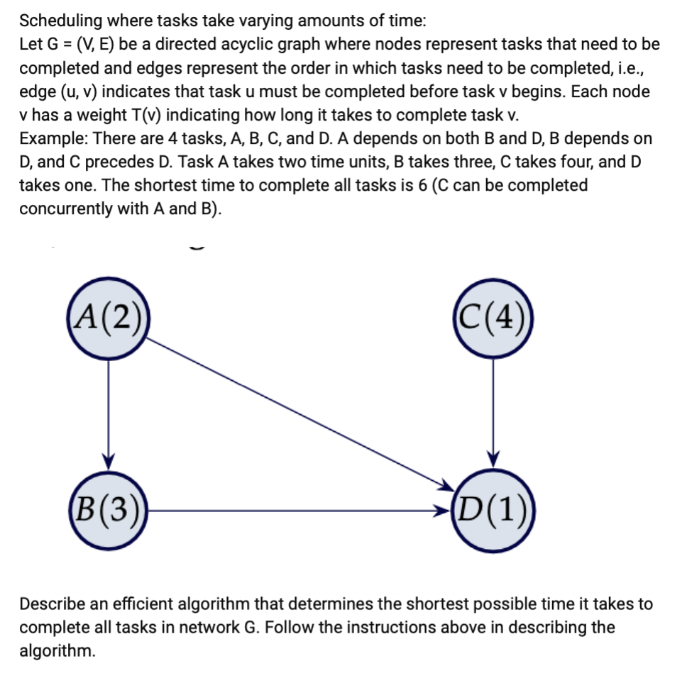 Solved Scheduling where tasks take varying amounts of | Chegg.com