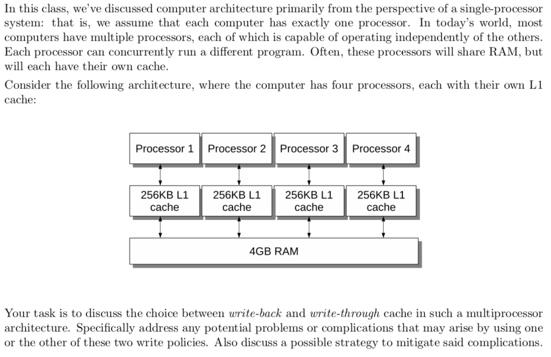 Solved Your task is to discuss the choice between write-back | Chegg.com