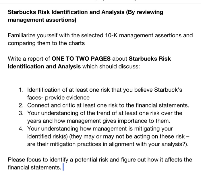 Starbucks Risk Identification and Analysis (By | Chegg.com