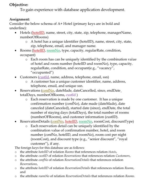 Solved Objective: To gain experience with database | Chegg.com
