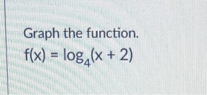 Solved Graph the function. f(x)=log4(x+2) | Chegg.com