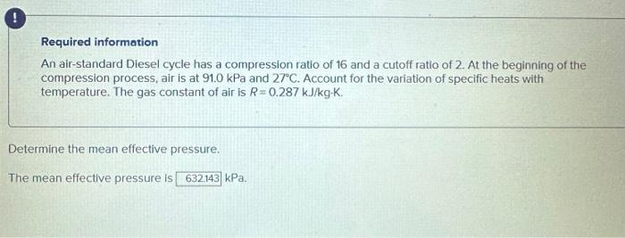 Solved An air-standard Diesel cycle has a compression ratio | Chegg.com