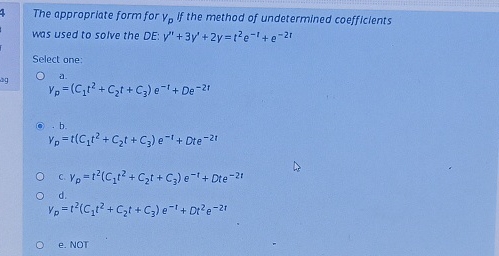 Solved 4 ﻿The appropriate form for vp ﻿If the method of | Chegg.com