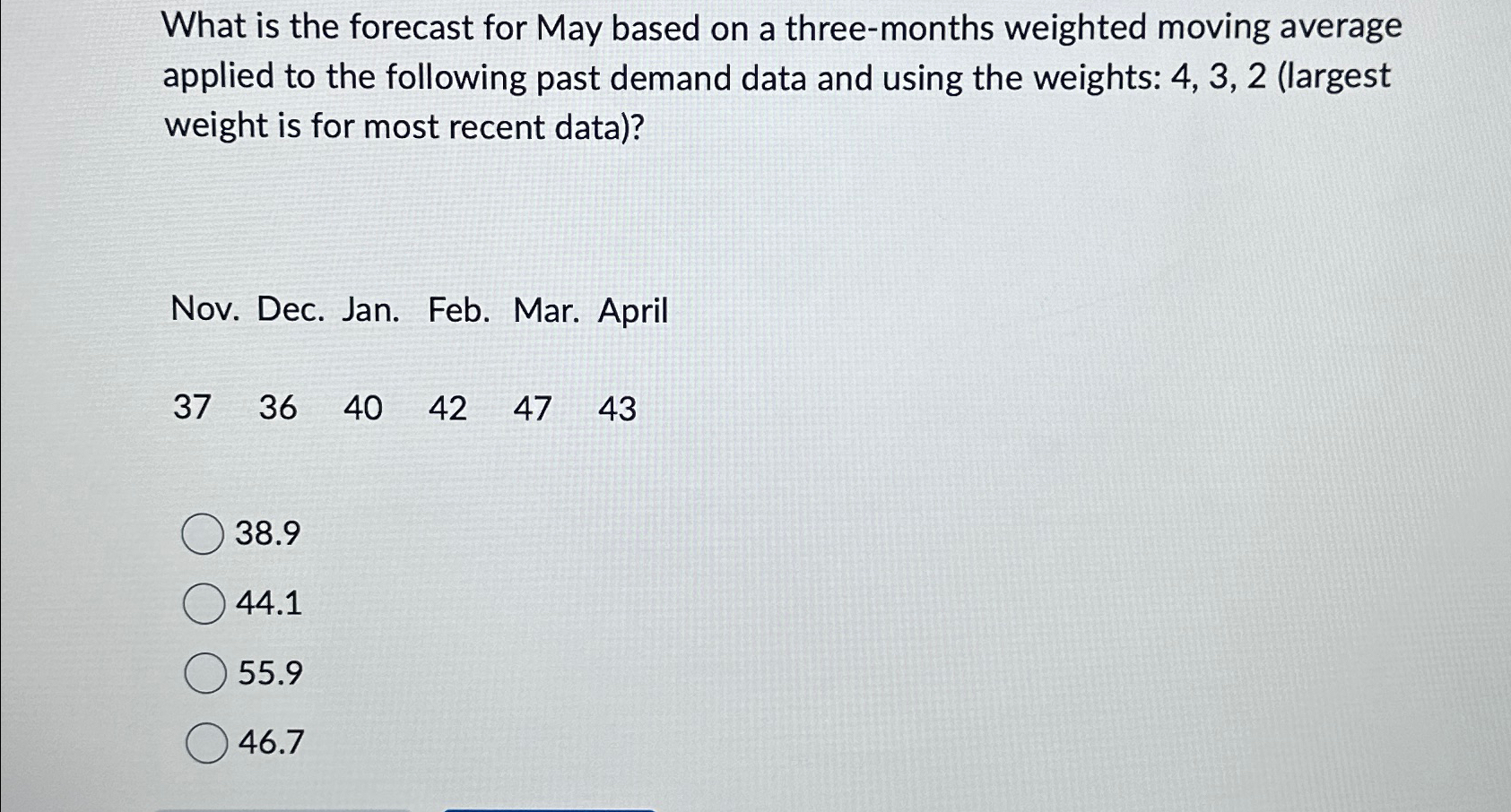 Solved What is the forecast for May based on a three-months | Chegg.com
