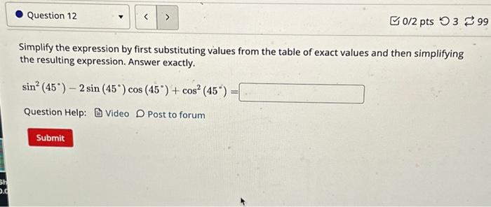 Solved Simplify the expression by first substituting values | Chegg.com