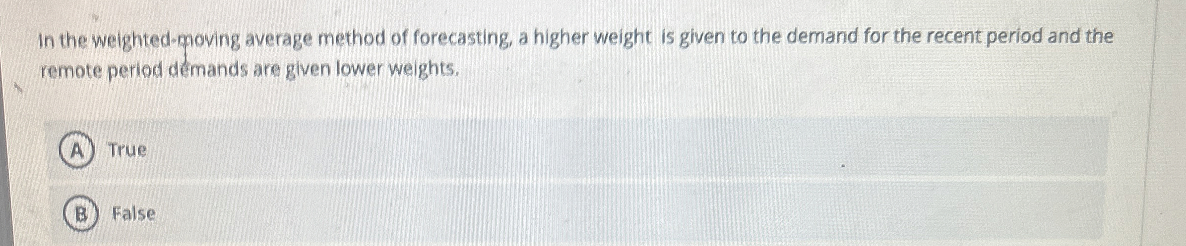 Solved In the weighted-poving average method of forecasting, | Chegg.com
