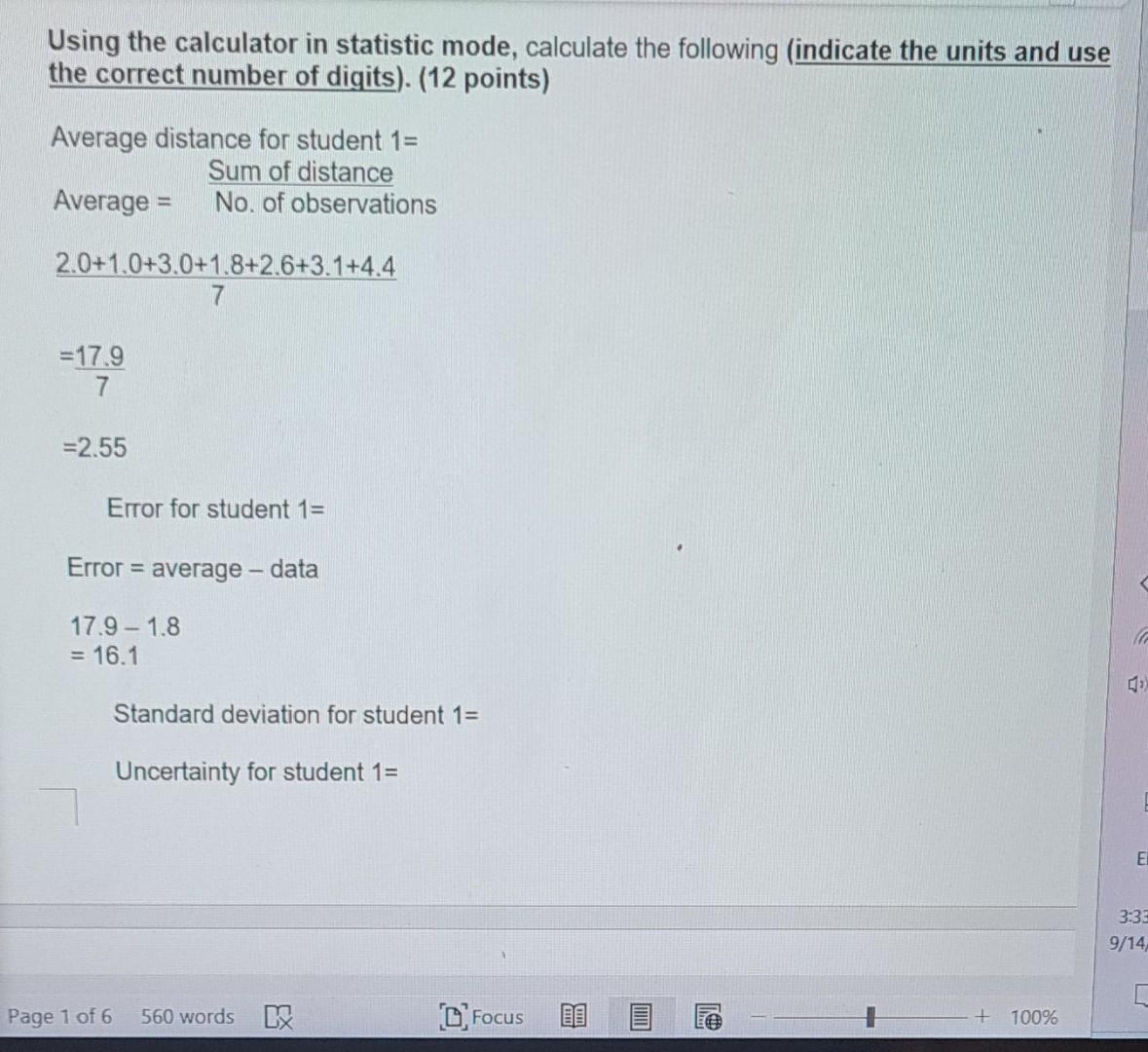 Solved Using the calculator in statistic mode, calculate the | Chegg.com