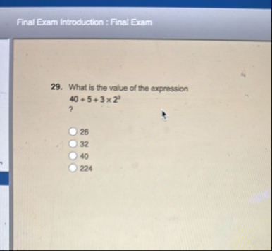 Solved Final Exam Introduction : Final Exam29. ﻿What is the | Chegg.com
