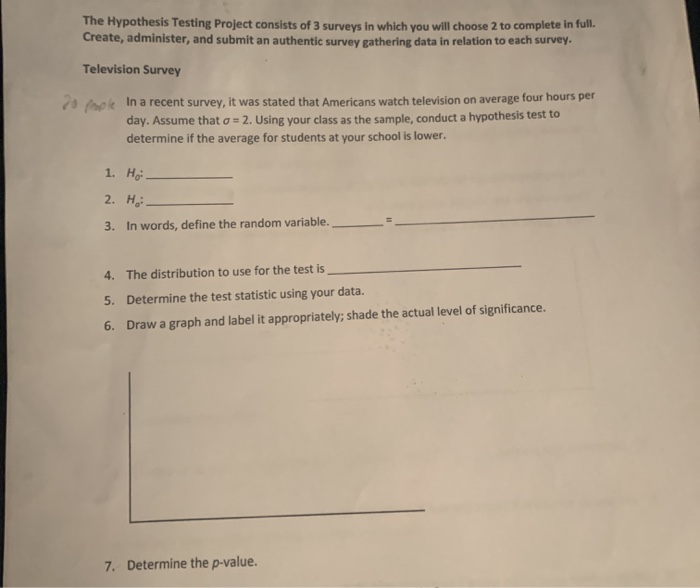 Solved The Hypothesis Testing Project consists of 3 surveys | Chegg.com