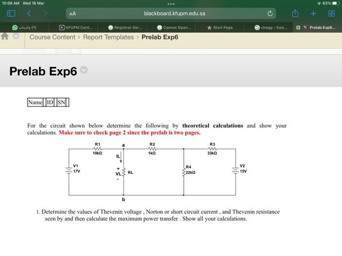 Solved 63% . . + 88 10:08 AM Wed 16 Mar AA | Chegg.com
