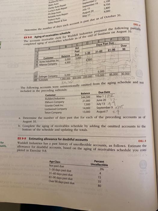 Solved OBJ.4 EX 9-9 Estimating allowance for doubtful | Chegg.com