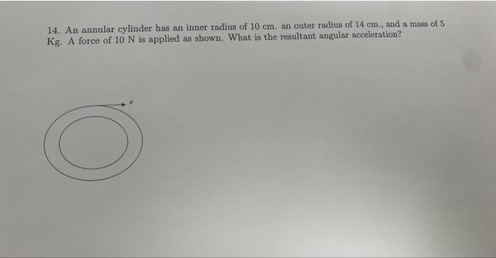 Solved 14. An annular cylinder has an inner radius of 10 cm. | Chegg.com