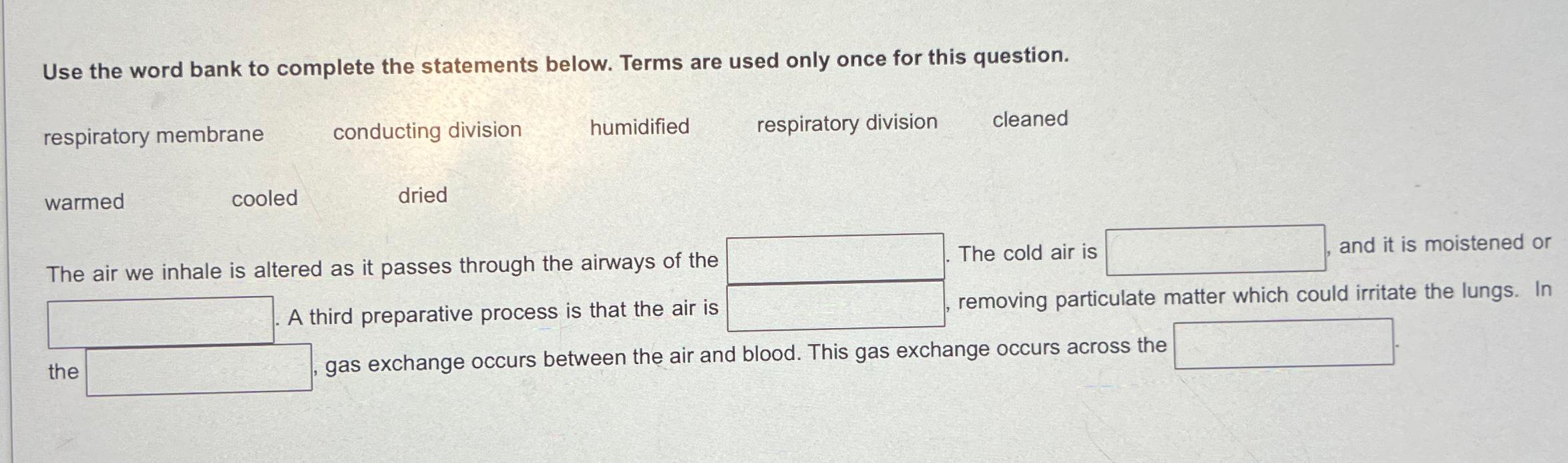 Solved Use the word bank to complete the statements below. | Chegg.com