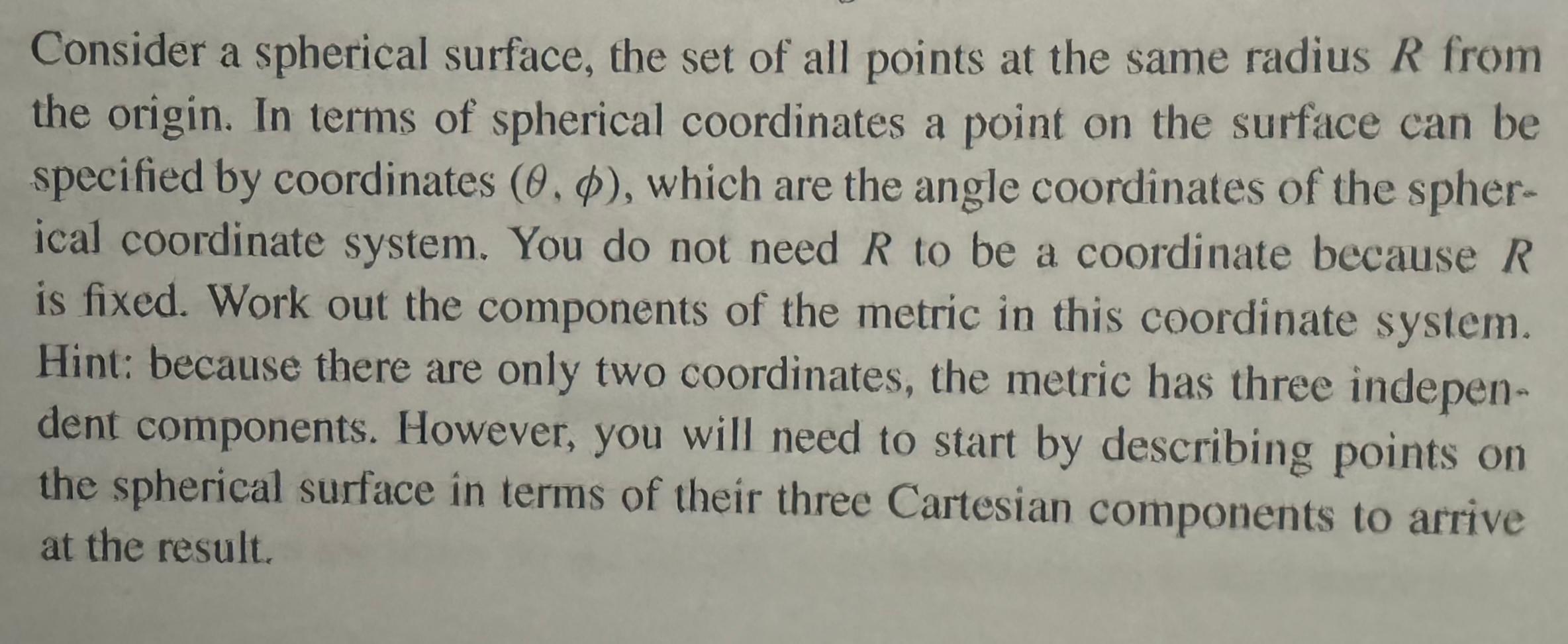 Solved Consider a spherical surface, the set of all points | Chegg.com